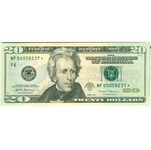 Billete de 20 dólares ★"STAR NOTE"★ , año 2017, con serial bajo ...