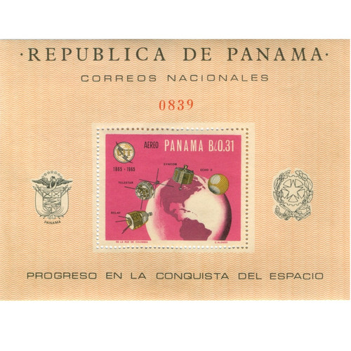 Hoja Souvenir progreso en la conquista del espacio 1966 (Scott #C352 ...