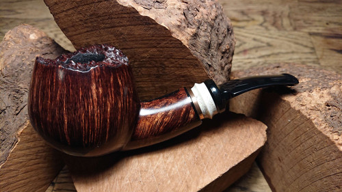 Chubby Halfbent Brandy 9mm Briar Pipe with Stag & Copper Band | Kalmarpipes