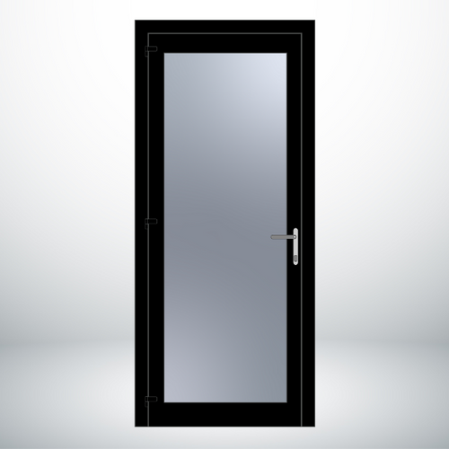 UPVC Single Door - Black - Full Glass Left Opening | Solomons Doors Ltd