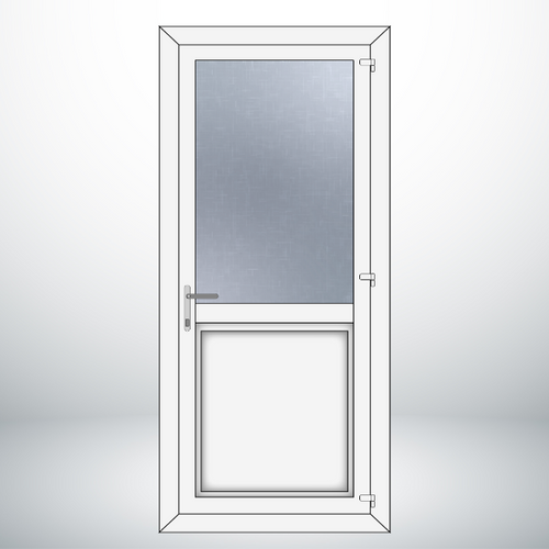 UPVC Single Door - White - Half Glass Right Opening | Solomons Doors Ltd