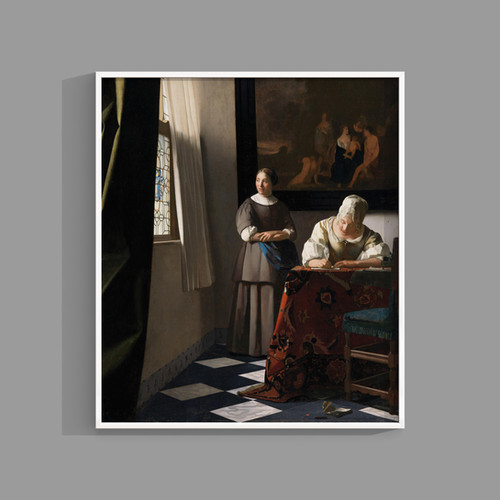 Johannes Vermeer: Lady Writing a Letter with her Maid Art Print ...