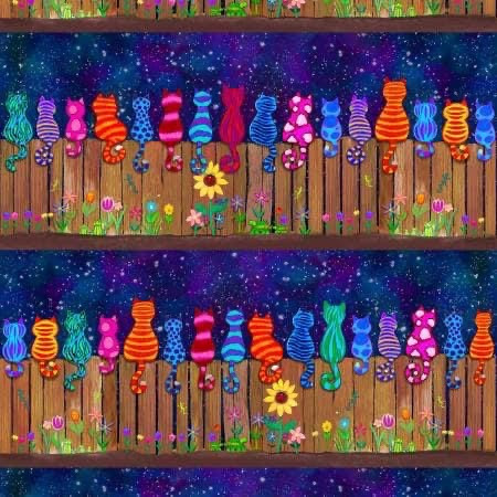 Cats On Fence - 100% Cotton | Topstitch