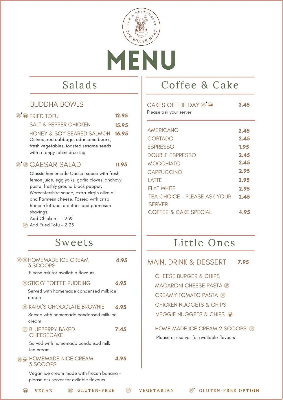 Menus | The White Hart Pub