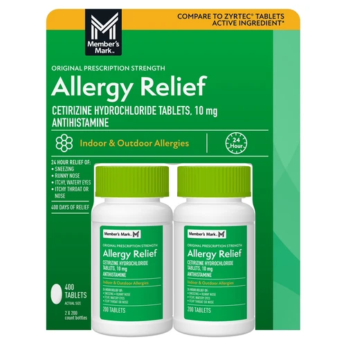 Member's Mark Aller-Zyr, Cetirizine HCl, 10mg, Antihistamine (400 ct ...