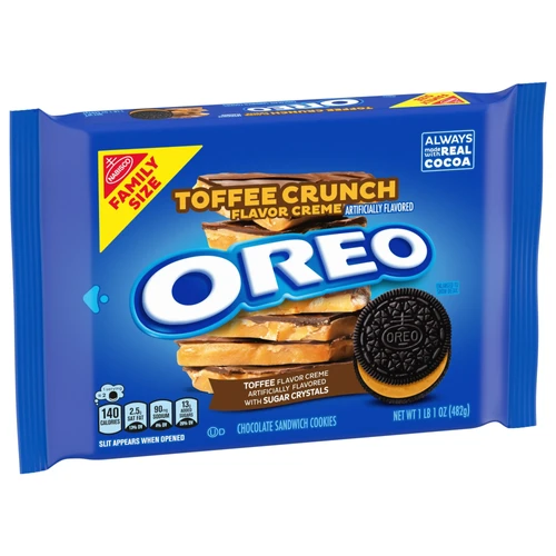 OREO Toffee Crunch Creme with Sugar Crystals Chocolate Cookies, Family ...