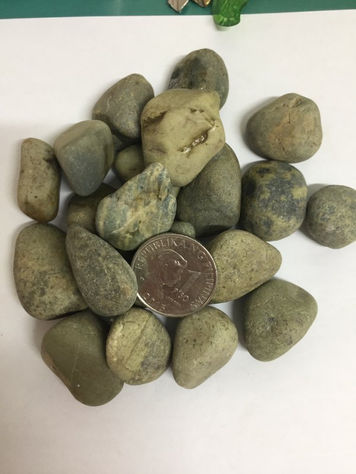 Green pebbles. Size 25mm