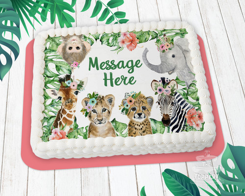 Baby Safari Animals Rectangle Cake Topper | The Toppery