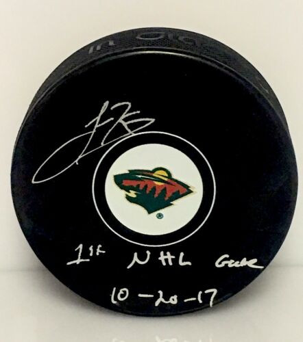 LUKE KUNIN MINNESOTA WILD SIGNED AUTOGRAPHED 1st NHL GAME PUCK KUNIN ...