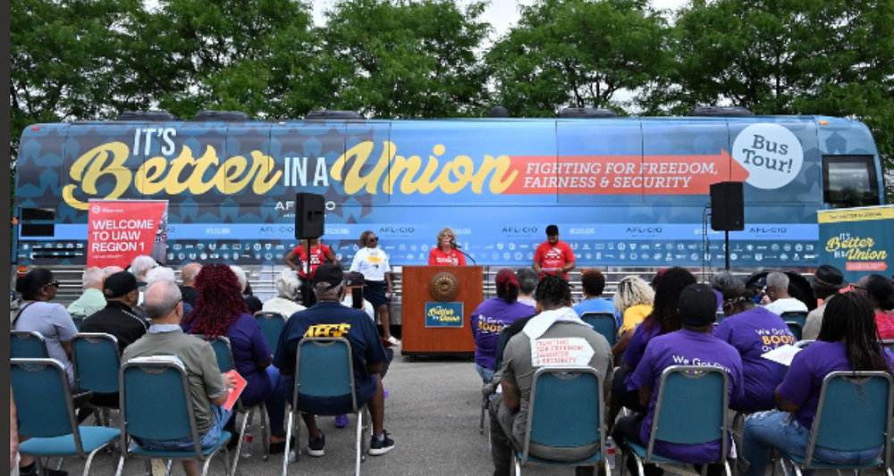 National AFL-CIO Labor Bus Tour Rolls Through Warren