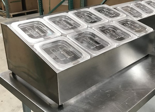 171-0187 8-Well Seasoning Box Stainless Steel Condiment Station | GES