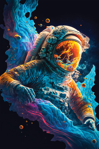 Astronaut Floating through Space #1 | Kuso Prints