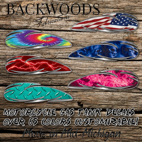 Motorcycle gas tank decal graphics in 65+ colors, reflective or premium ...