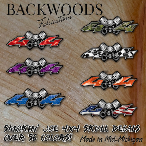 Original Smokin Joe 4x4 Skull Piston Decals for your truck, SUV, quad ...