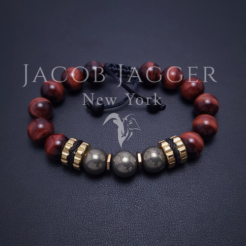 Red Tigers Eye & Pyrite Bracelet for Men / Women | Jacob Jagger