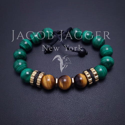 Genuine Malachite & Tigers Eye Luxury Bracelet for Men / Women. | Jacob ...