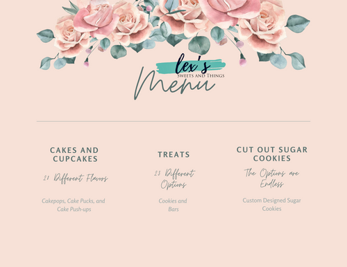 Menus | Lex's Sweets and Thi
