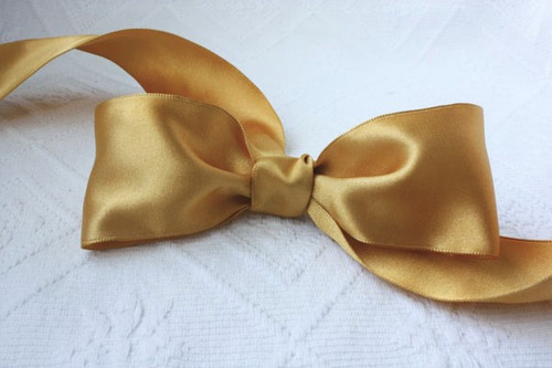 38mm & 50mm Gold Wired Double-Faced Satin Ribbon | The Ribbon Shop