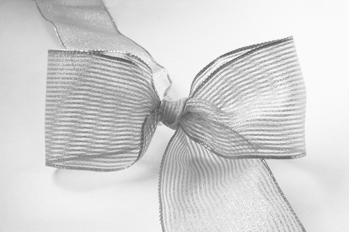 38mm & 63mm Silver Metallic Stripe Wired Sheer Ribbon | The Ribbon Shop