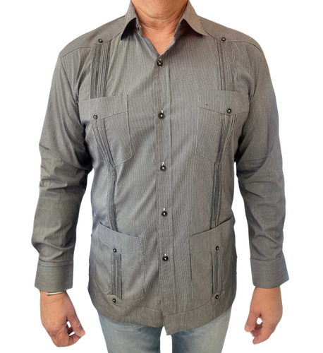 Pepe & Berta Exclusive Minimal Checkered Long Sleeve Guayabera | Pepeyberta
