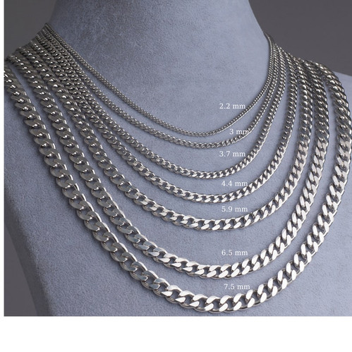 5mm Silver curb link chains | Pressley Collection