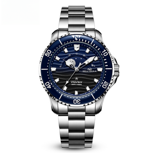 Seagull 43mm Rising Moon Big Moonphase Ocean Series PRO Automatic Watch ...