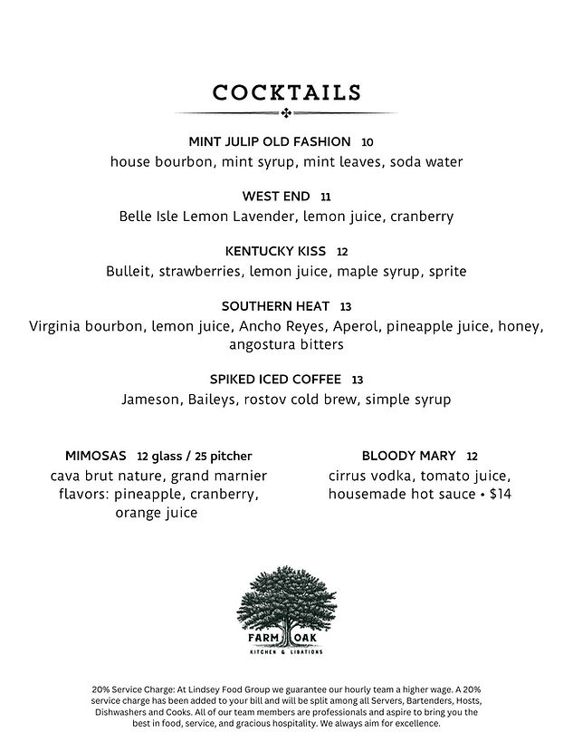 Menu | FARM + OAK