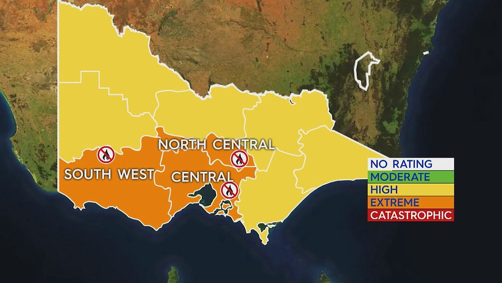 Victoria issues total fire bans as temperatures near 40°C
