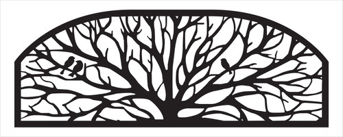 SVG DWG Dxf Cut File Fence Topper Panel Birds In Bush | Red Pig Emporium