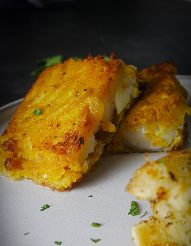 Masala Fish and "Chips" with a Spicy Tartare Sauce (GF, DF)