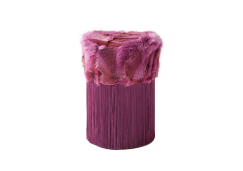 Fuchsia Fur Ottoman Pouf 30 | Couture 2024