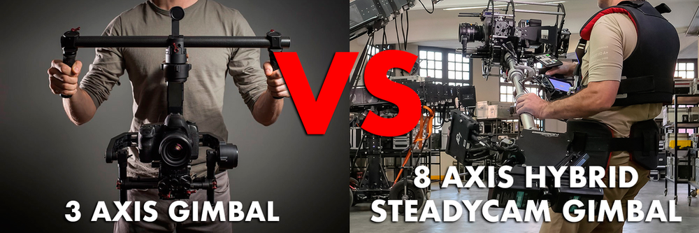 Review comparison between 3 axis gimbal vs 8 axis hybrid steadycam gimbal