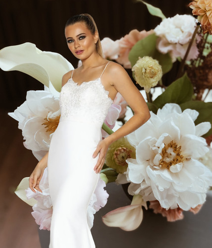 Danica: Simple Fitted Wedding Dress with Lace Bodice | Madison Rose Bridal