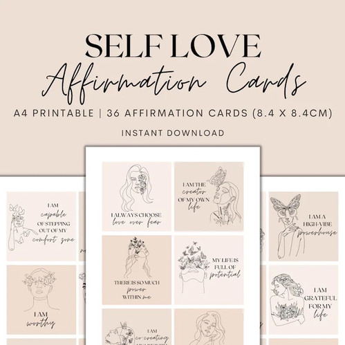 Printable Self Love Affirmation cards | Vels Visions
