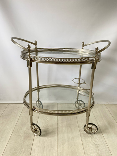 SOLD Large vintage silver drinks trolley bar cart | thevintagetrader