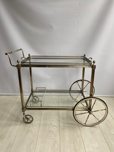 SOLD Classic vintage french silver drinks trolley | thevintagetrader