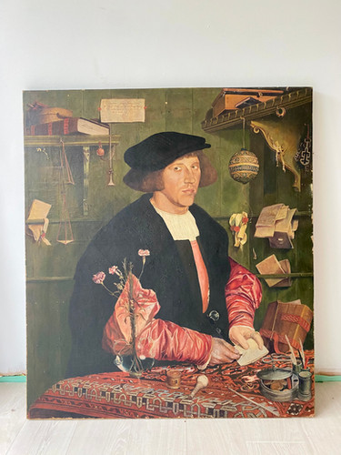 Oil painting The Merchant Georg Gisze After Holbein | thevintagetrader
