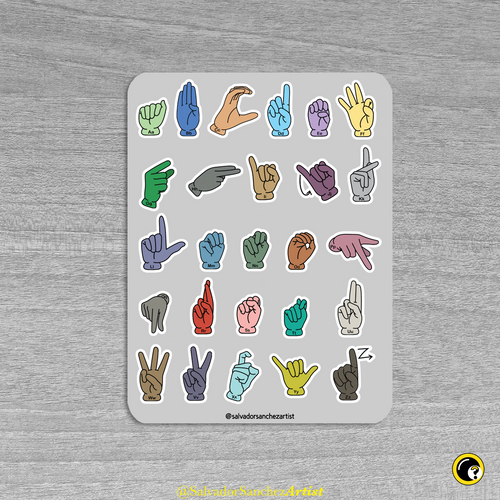 ASL Alphabet Sticker Sheet | Salvador Sanchez Art