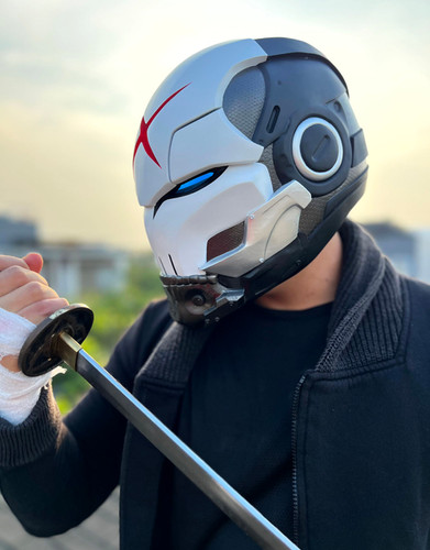 Red X Raiden HQ resin helmet LED Include | godofprops