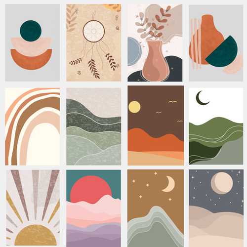 12-Posters Modern Art Wall Posters | Duck Duck Story