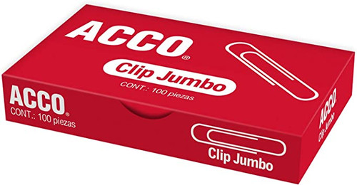 ACCO CLIP JUMBO METALICO CAJA C/100 PZAS. | Papelera Hegor