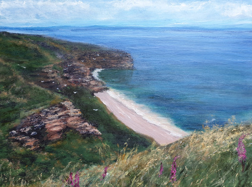 Clifftops over Primrose bay, Hopeman | JaneMoulesJones-Art