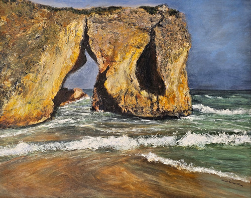 The Sandstone Arch, Cove bay, Hopeman | JaneMoulesJones-Art