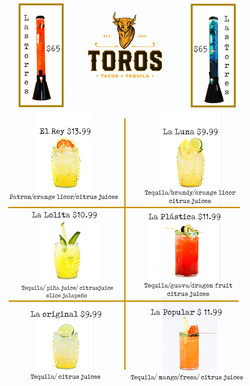 FOOD AND DRINK MENU | TOROS TACOS Y TEQUILA