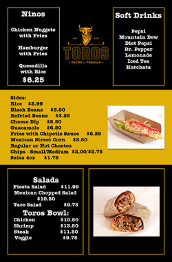 FOOD AND DRINK MENU | TOROS TACOS Y TEQUILA