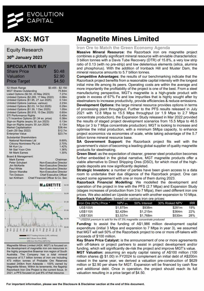 Evolution Capital Research Report – ‘Iron Ore to Match the Green ...