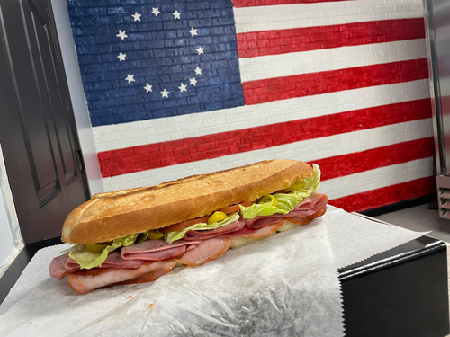 Ambub on (Italian hoagie) 12" split top hoagie roll | Center Cut Deli sand