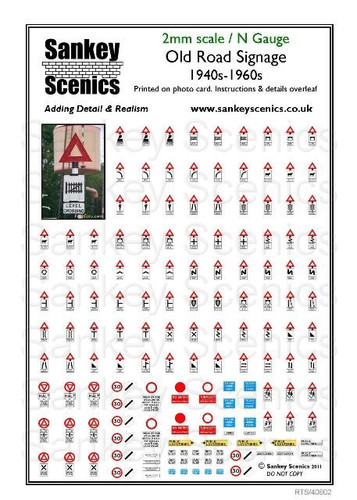2mm Old Road Signs 1940s-60s | Sankey Scenics Signs