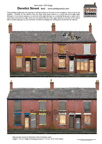 OO Gauge Backscene Sections - Derelict Street Set 2 | Sankey Scenics Signs