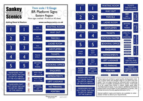 7mm BR Platform Signs Eastern Region | Sankey Scenics Signs